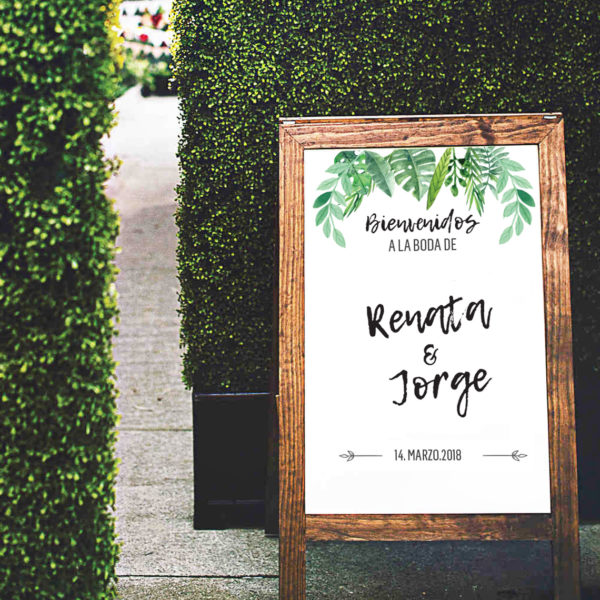 Banner Bienvenida Boda Hojas personalizado - Oh! Yupi Yei
