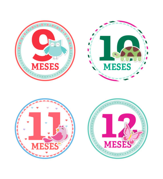 Stickers 12 Meses Animales, diseños digitales para toda ocasión.