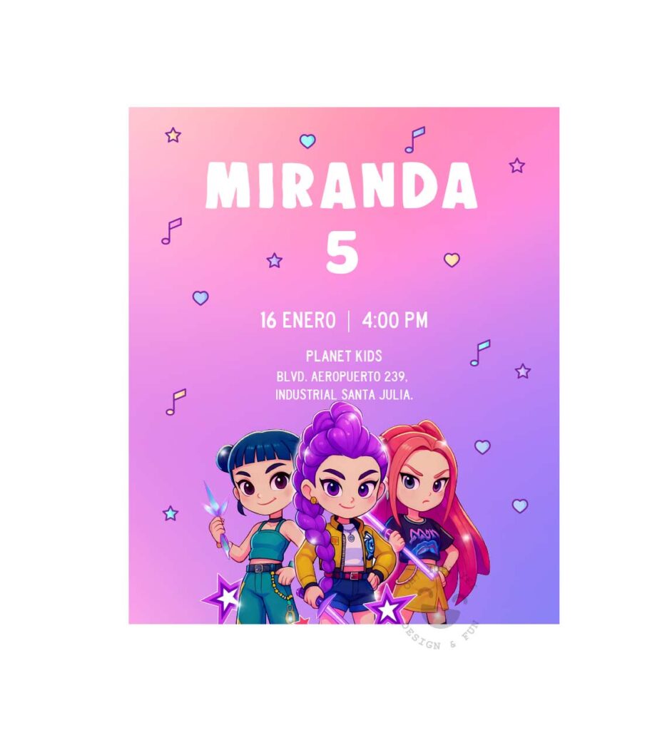 Invitación Guerreras Kpop Huntrix Diseños Digitales